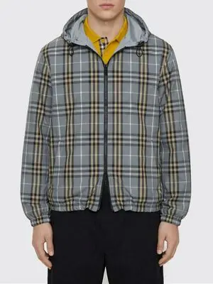 Burberry Tartan Polyester Hooded Jacket - Blue