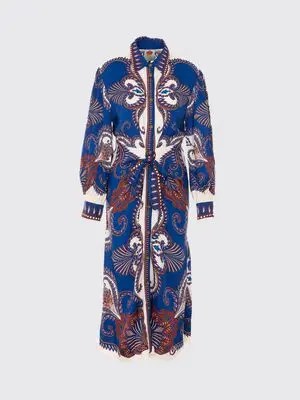 Farm Rio Printed Viscose Midi Shirt Dress With Balloon Sleeves