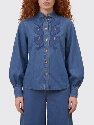 Zimmermann Cotton Denim Shirt With Embroidery - Blue
