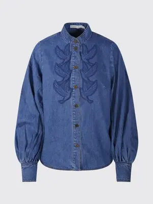 Zimmermann Cotton Denim Shirt With Embroidery