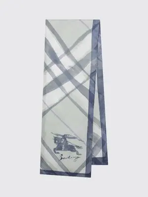 Burberry Pure Mulberry Silk Scarf With Check Pattern And Ekd Logo