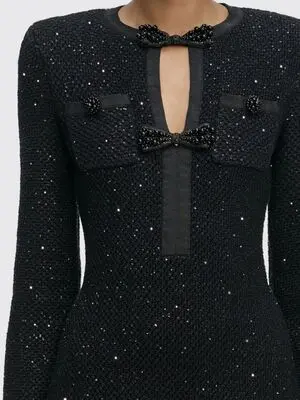 SELF-PORTRAIT Embellished Bow Detail Mini Dress
