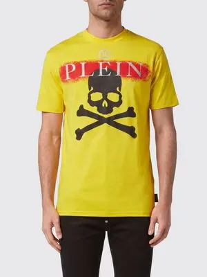 Philipp Plein Crew-neck Cotton T-shirt With Contrasting Logo Print - Yellow