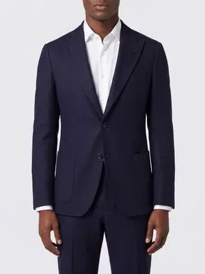 LARDINI Single-breasted Virgin Wool And Linen Blazer - Blue