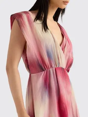 Momoni Abstract Pattern Sleeveless V-neck Maxi Dress - Fuchsia