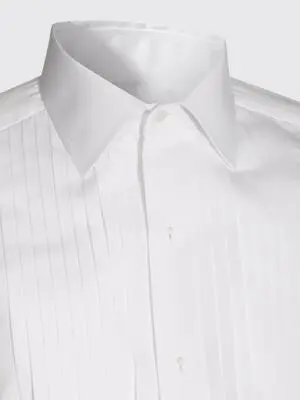 TOM FORD Slim Fit Cotton Poplin Evening Shirt With Pleated Plastron