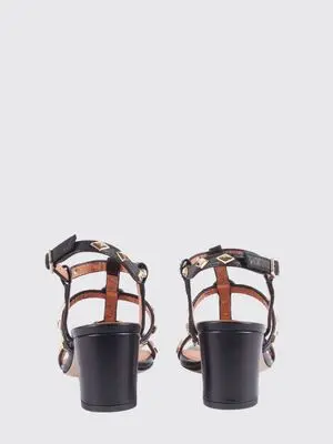 VIA ROMA 15 Leather Sandals With Studs - Black