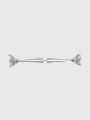 PANCONESI Spina Chromed Brass Earring With Set Crystals - Silver