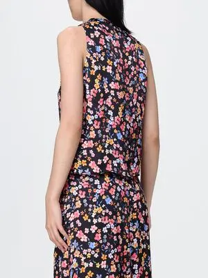 MAR DE MARGARITAS Viscose Floral Sleeveless Top - Black