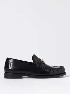 Versace Medusa '95 Brushed Leather Penny Loafers With Metallic Logo - Black