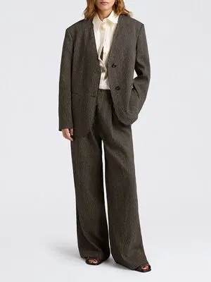 Momoni Asymmetrical Cotton And Linen Blend Blazer