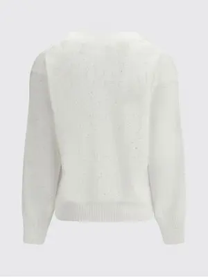 Brunello Cucinelli Linen And Cotton V-neck Knit With Sequins
