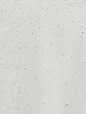 Brunello Cucinelli Linen And Cotton V-neck Knit With Sequins