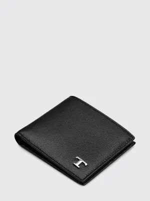 TOD'S T Timeless Grained Leather Wallet - Black