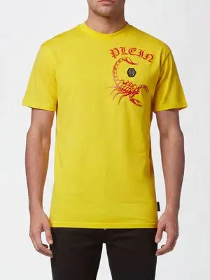Philipp Plein Solid Colour Cotton T-shirt With Contrasting Logo - Yellow