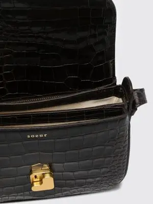 Soeur Croc Print Leather Bag
