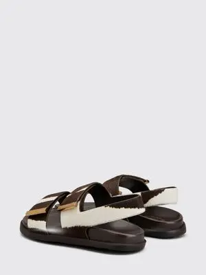 TOD'S Cow Print Pony Hair Slingback Sandals - Brown