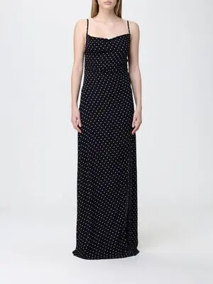 MAR DE MARGARITAS Printed Viscose Long Dress - Black
