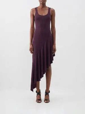 Alaïa Asymmetric Jersey Dress Violet
