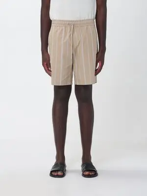 PAOLO PECORA Striped Virgin Wool Shorts - Beige