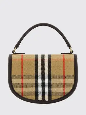 Burberry Highlands Mini Half-moon Bag In Vintage Check Canvas And Leather