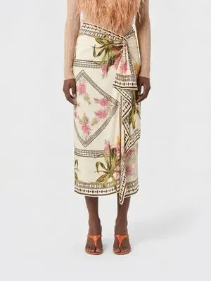 Blumarine Asymmetric Printed Viscose Pareo Skirt - Pink
