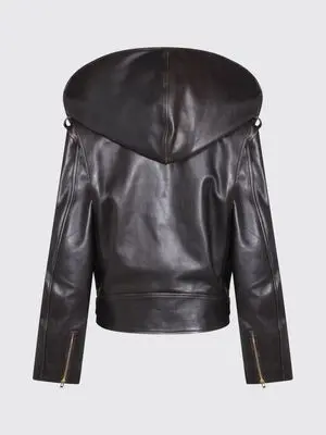 Alaïa Hooded Leather Jacket - Ebony