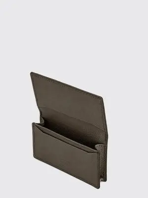 TOD'S T Timeless Grained Leather Credit Card Holder