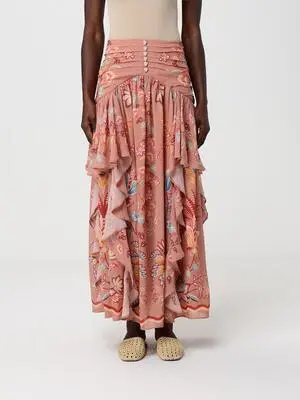 Farm Rio Floral Print Viscose Long Skirt - Coffee