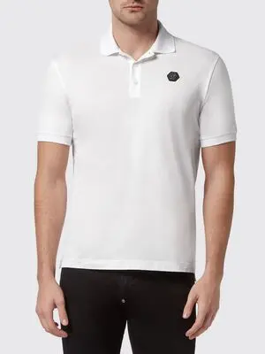 Philipp Plein Short-sleeve Cotton Polo Shirt With Skull Print And Logo - White