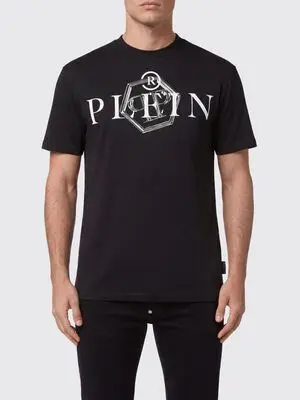 Philipp Plein Cotton T-shirt With Crew Neck And Contrasting Logo Print - White 1