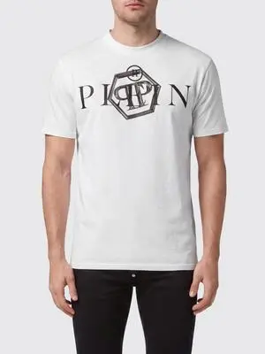 Philipp Plein Cotton T-shirt With Crew Neck And Contrasting Logo Print - White