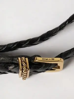Etro Woven Leather Double-wrap Belt - Black