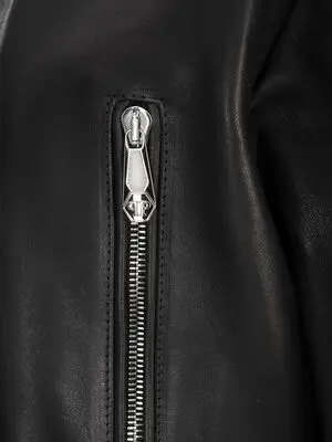Philipp Plein Leather Bomber Jacket With Embellished Logo