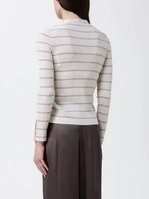 Max Mara Striped Cashmere Silk Blend V-neck Cardigan - Ivory