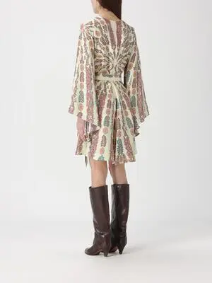 Etro Paisley & Abstract Print Twill Mini Dress With Sash Belt