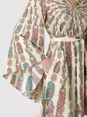 Etro Paisley & Abstract Print Twill Mini Dress With Sash Belt