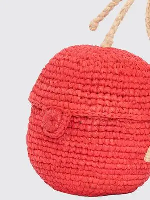 Bonpoint Raffia Shoulder Bag With Fruit Embroidery