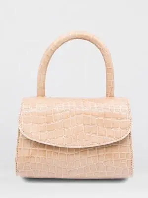 By Far Mini 2.0 Croc Print Leather Bag - Camel