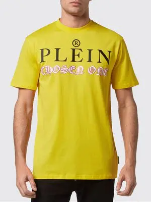 Philipp Plein Cotton Crew-neck T-shirt With Logo Lettering Print - Yellow