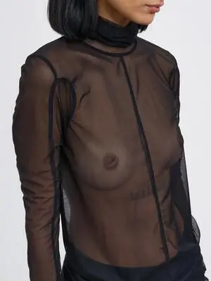 Andrea Ya'aqov Sheer Turtleneck Top