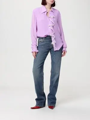 Blumarine Slim Fit Distressed Logo Jeans