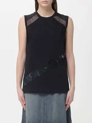 Pinko Cotton Top With Lace Inserts - Black