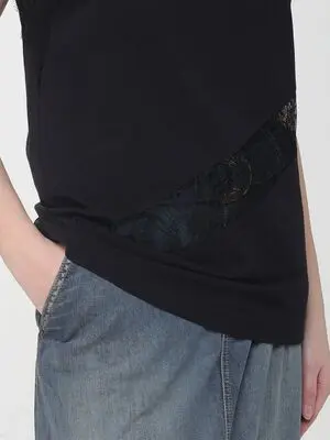 Pinko Cotton Top With Lace Inserts - Black