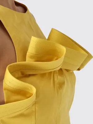 Elisabetta Franchi Cotton Crop Top With Ruffles - Yellow