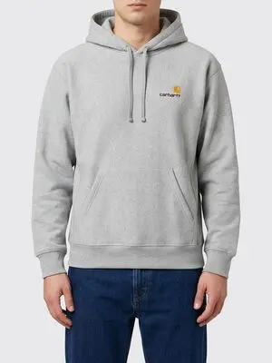 Carhartt Work In Progress Logo Embroidered Hooded Sweatshirt - Grey