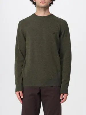 BROOKSFIELD Crew Neck Pullover With Elbow Patches - Olive