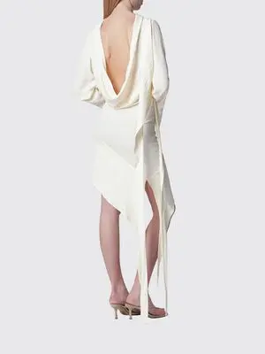 FRANCESCO MURANO Asymmetrical U-back Midi Dress In Silk Blend