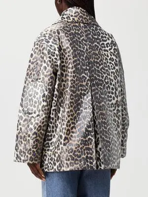 GANNI Animal Print Waxed Jacket