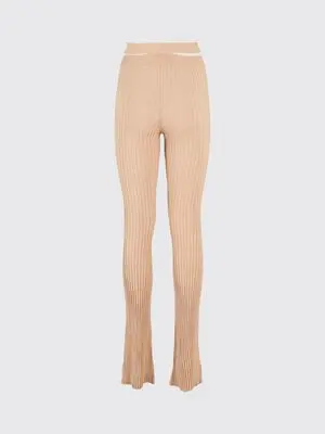 ANDREĀDAMO Ribbed Flare Knit Trousers - Nude